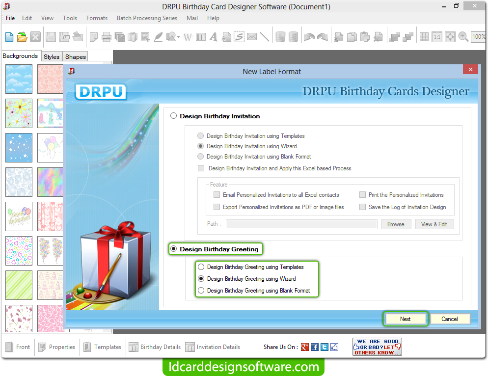 Birthday Card Design Software screenshots to create birthday card