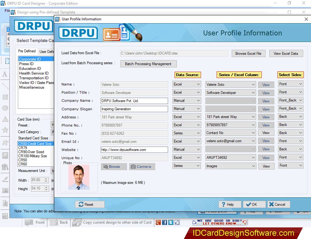 Screenshots for how to create ID cards using ID Cards Maker (Corporate ...