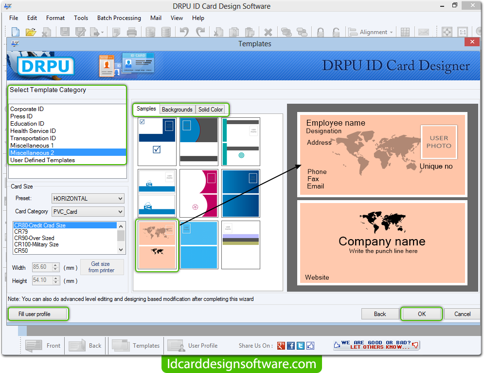 ID Card Design Software screenshots explains steps of designing cards ID Card Design Software screenshots explains steps of designing cards