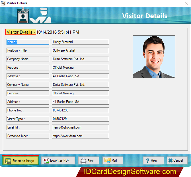 Screenshots for how to create visitors ID cards using Visitors ID Gate ...