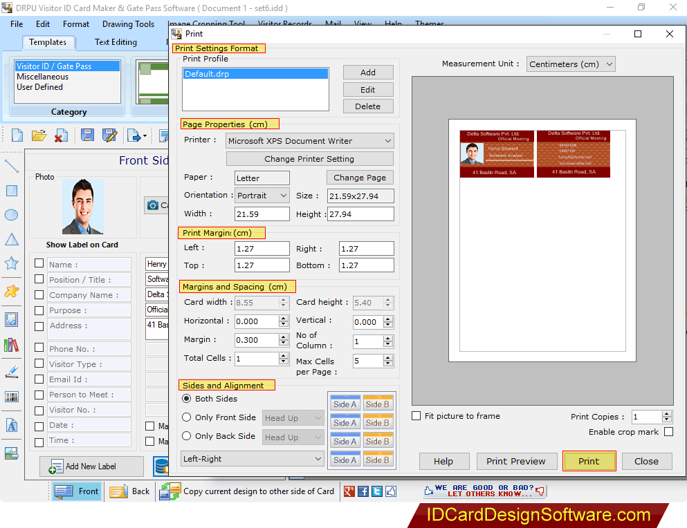 Screenshots for how to create visitors ID cards using Visitors ID Gate ...