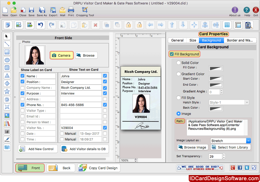 Visitors ID Cards Maker for Mac screenshots to know how to design ...